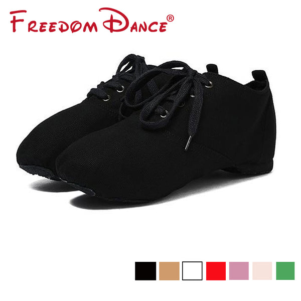 Canvas Jazz Dance Shoes Lace-Up Soft Split Soles Ballet Dance Shoes Gy ...